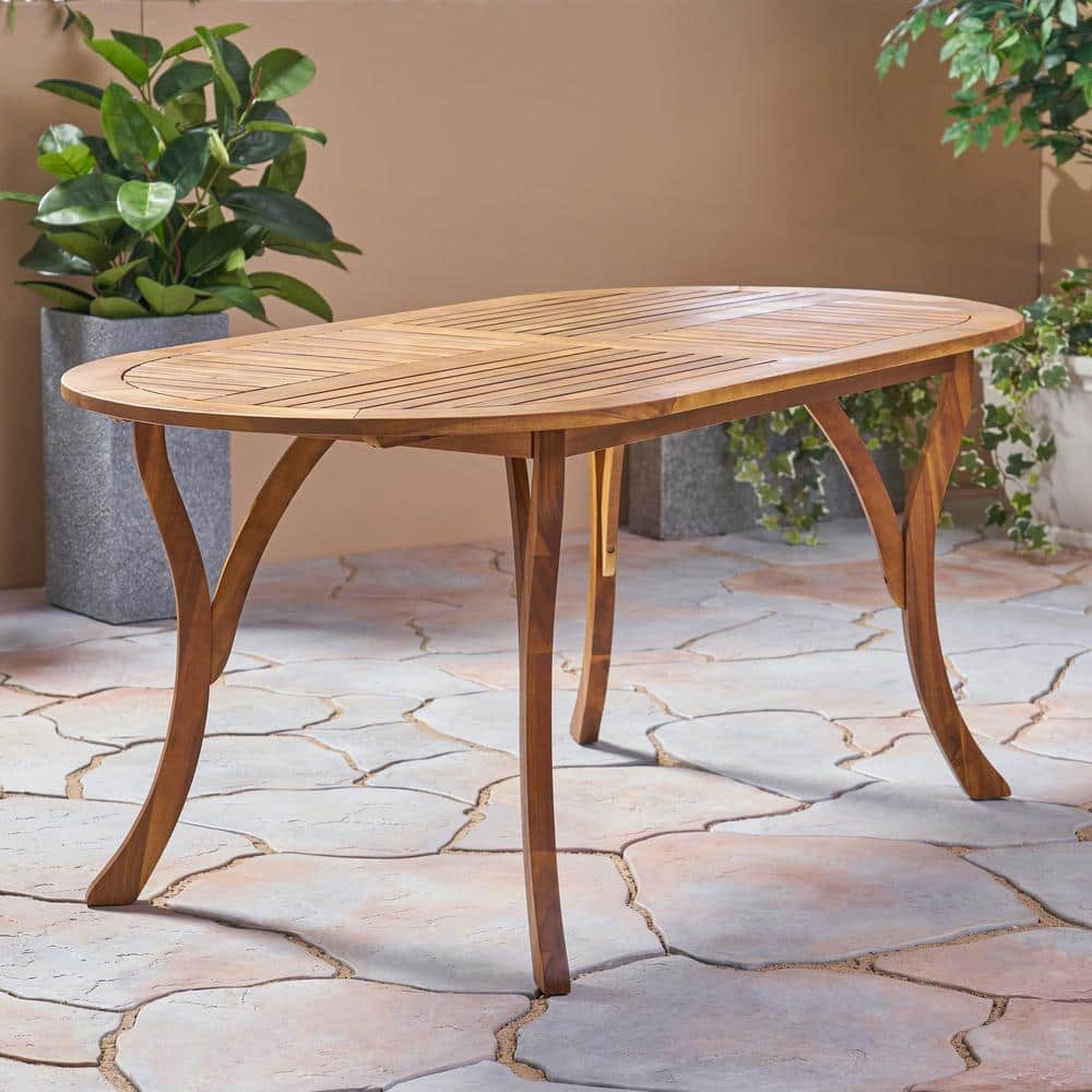 Hot Style Outdoor Patio 70 in. Oval Acacia Wood Dining Table for ...