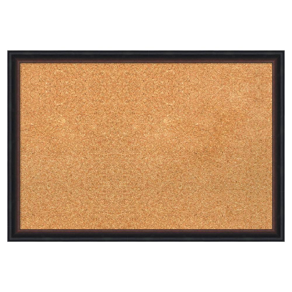 Amanti Art Salon Scoop Red Black Wood Framed Natural Corkboard 26 in. x ...