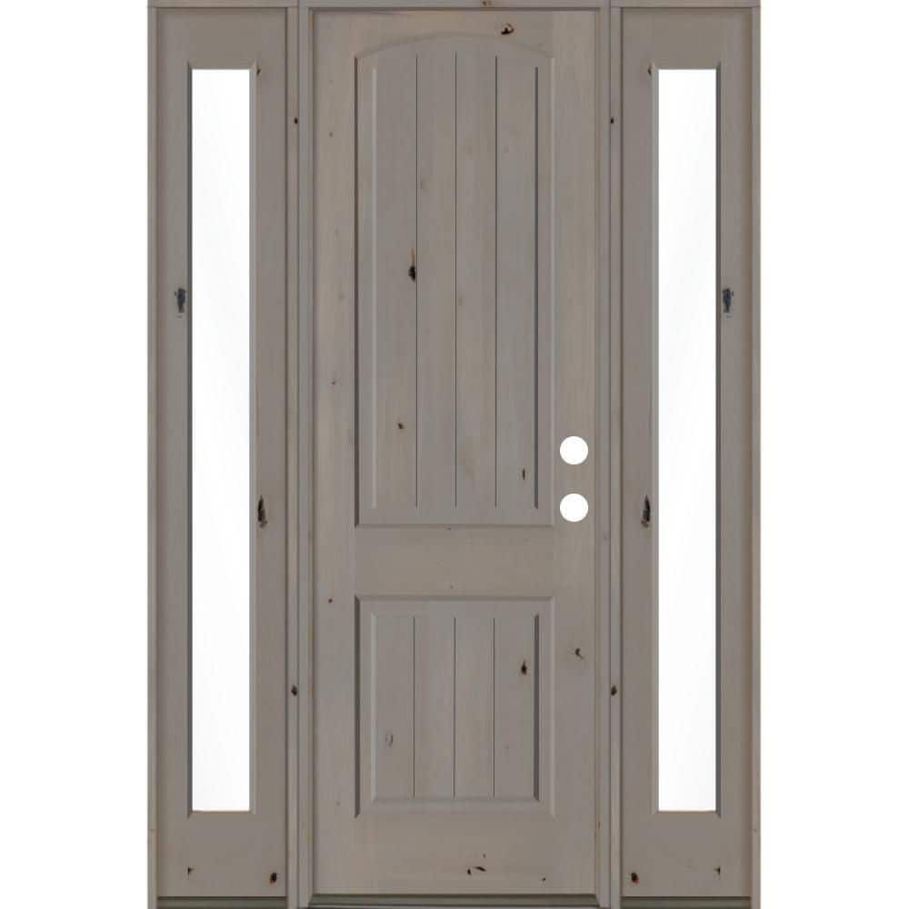 Krosswood Doors 58 in. x 96 in. Rustic knotty alder Sidelite 2 Panel ...
