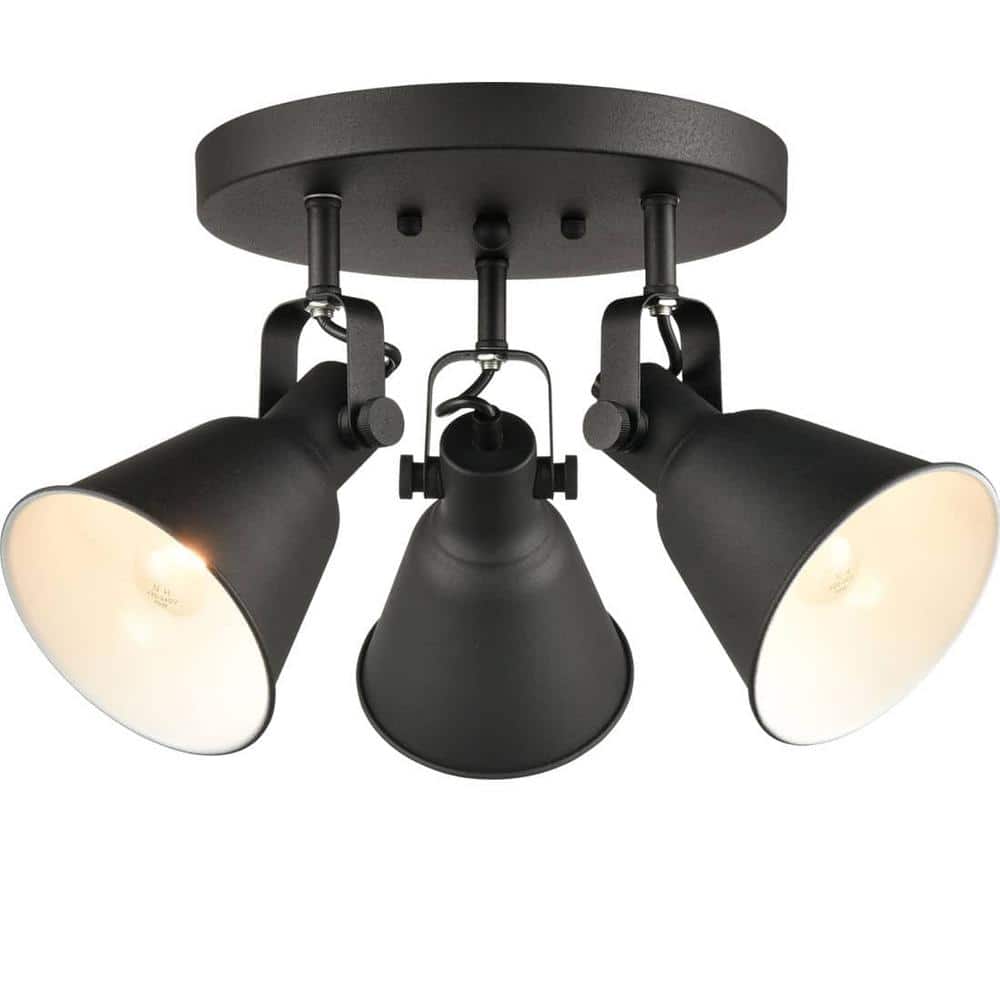 CLAXY 16.5 in. 3-Light Black Modern Semi-Flush Mount with No Glass ...