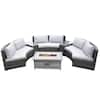 DIRECT WICKER Hermione Half Moon Black 6-Piece Wicker Outdoor Sectional ...
