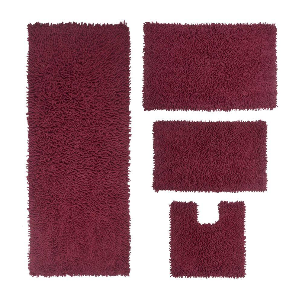 HOME WEAVERS INC Fantasia Bath Rug 100% Cotton Bath Rugs Set, 4-Pcs Set ...