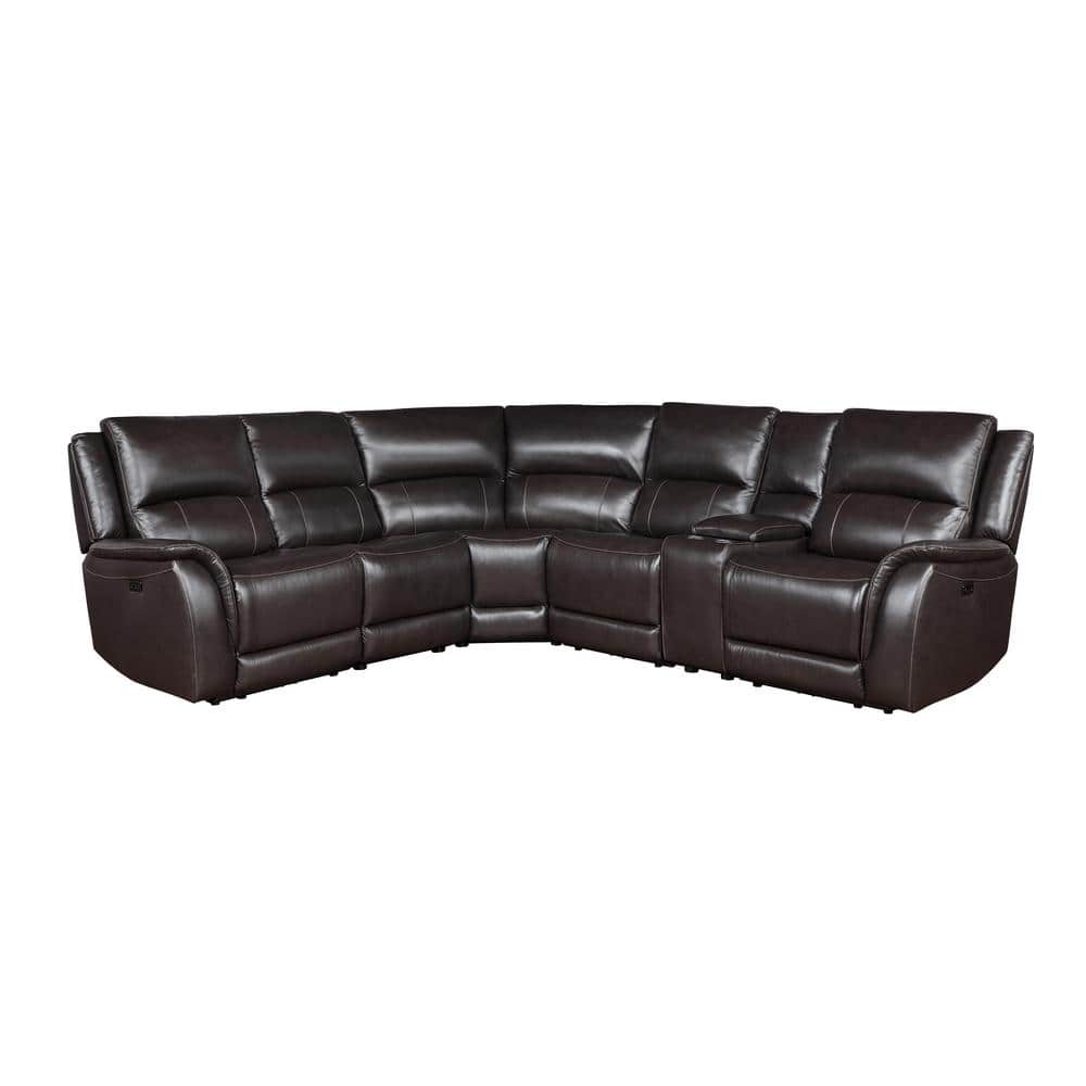 Steve Silver Alexandria 155 in. Armless Leather Charcoal Sectional Sofa ...