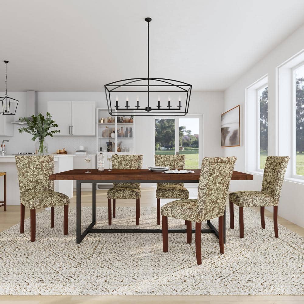 Homepop Classic Parsons Brown Jacobean Print Upholstered Dining Chair ...