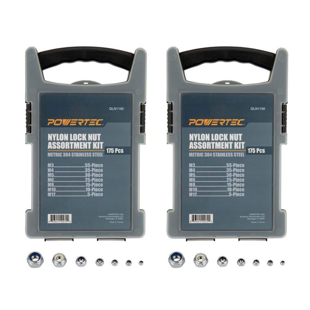 ‎POWERTEC Nylon Insert Lock Nut Assortment Kit Metric Nylock 304 ...