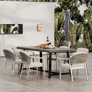 CHRISTOPHER KNIGHT HOME Hares Gray 7-Piece Metal and PE Rattan Woven ...