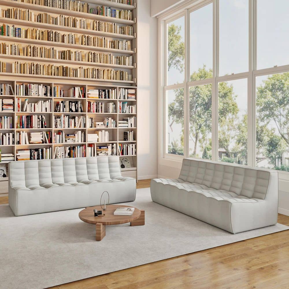 Magic Home Set of 2-Armless 2-Piece Linen Modular Sectional Sofa 82.6 ...