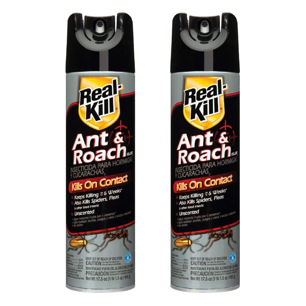 Real-Kill 17.5 oz. Indoor Ant and Roach Insect Killer Aerosol Spray (2 ...