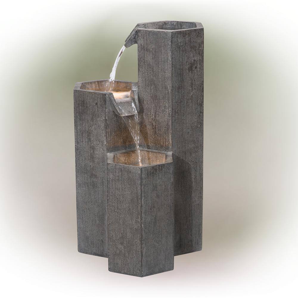 Alpine Corporation 25 in. Tall Indoor/Outdoor 3-Tier Hexagonal Columns ...