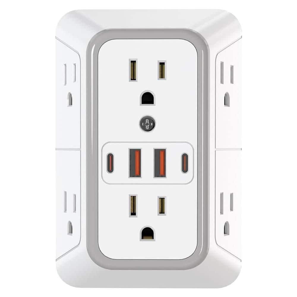 Yichuhaoxi 6-Outlet Extender Surge Protector with 2 USB-A, 2 USB-C ...