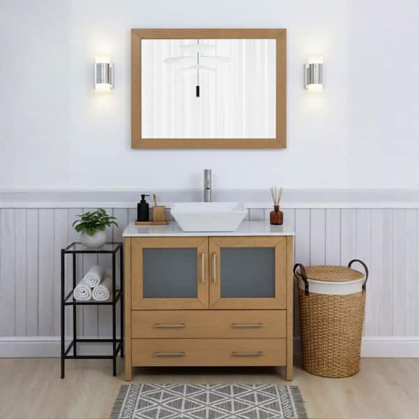 Vanity Art Ravenna 36 in. Single Sink Freestanding Natural Oak Bath ...