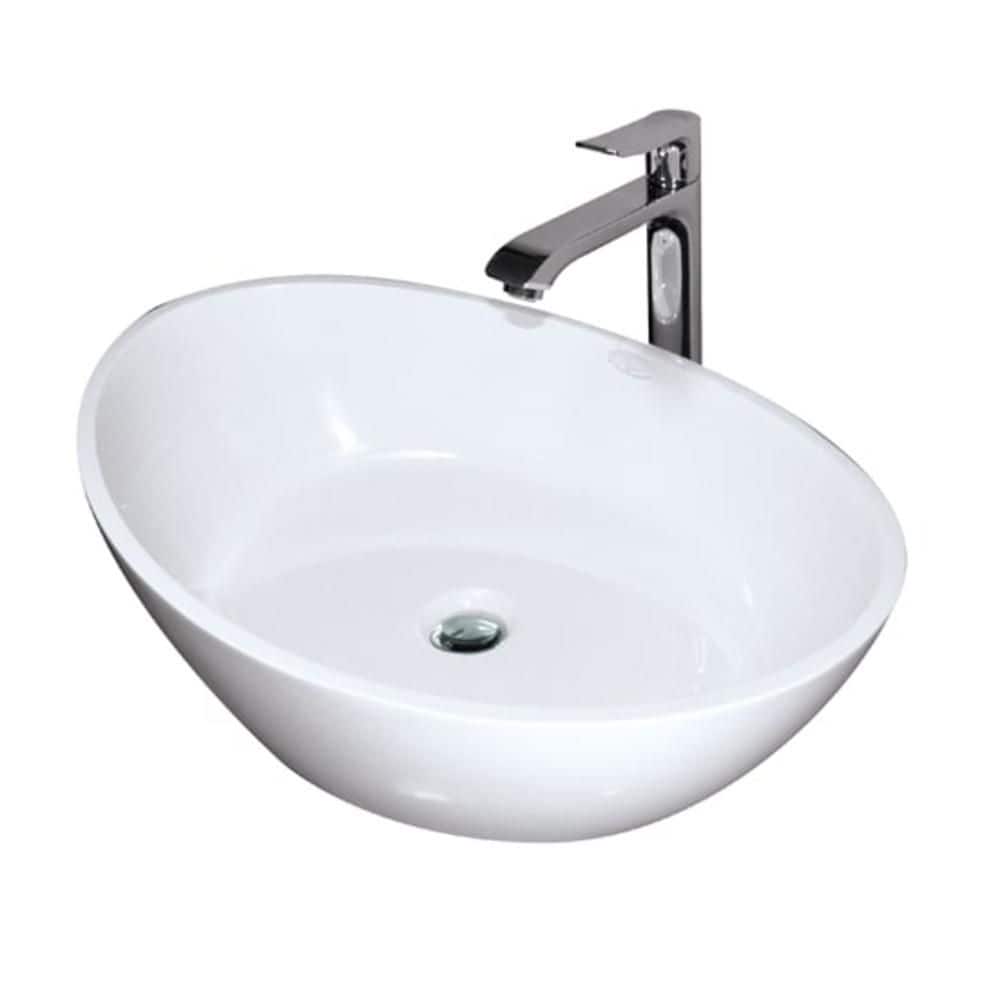 Arc 22 in. Vessel Bathroom Sink in Cotton White ARC22114SSS - The Home ...