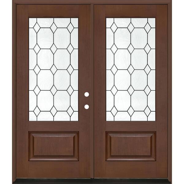 Steves & Sons Regency 72 in. x 80 in. 3/4L Marquise Glass LHIS Chestnut ...