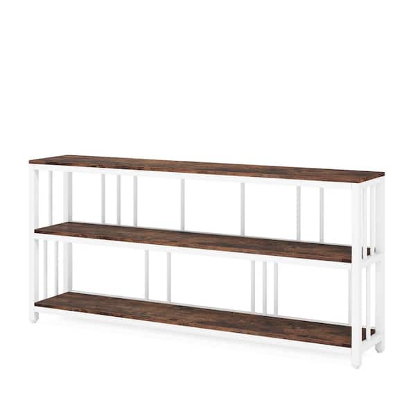 BYBLIGHT Turrella 70.86 in. White Rectangle Wood Console Table with ...