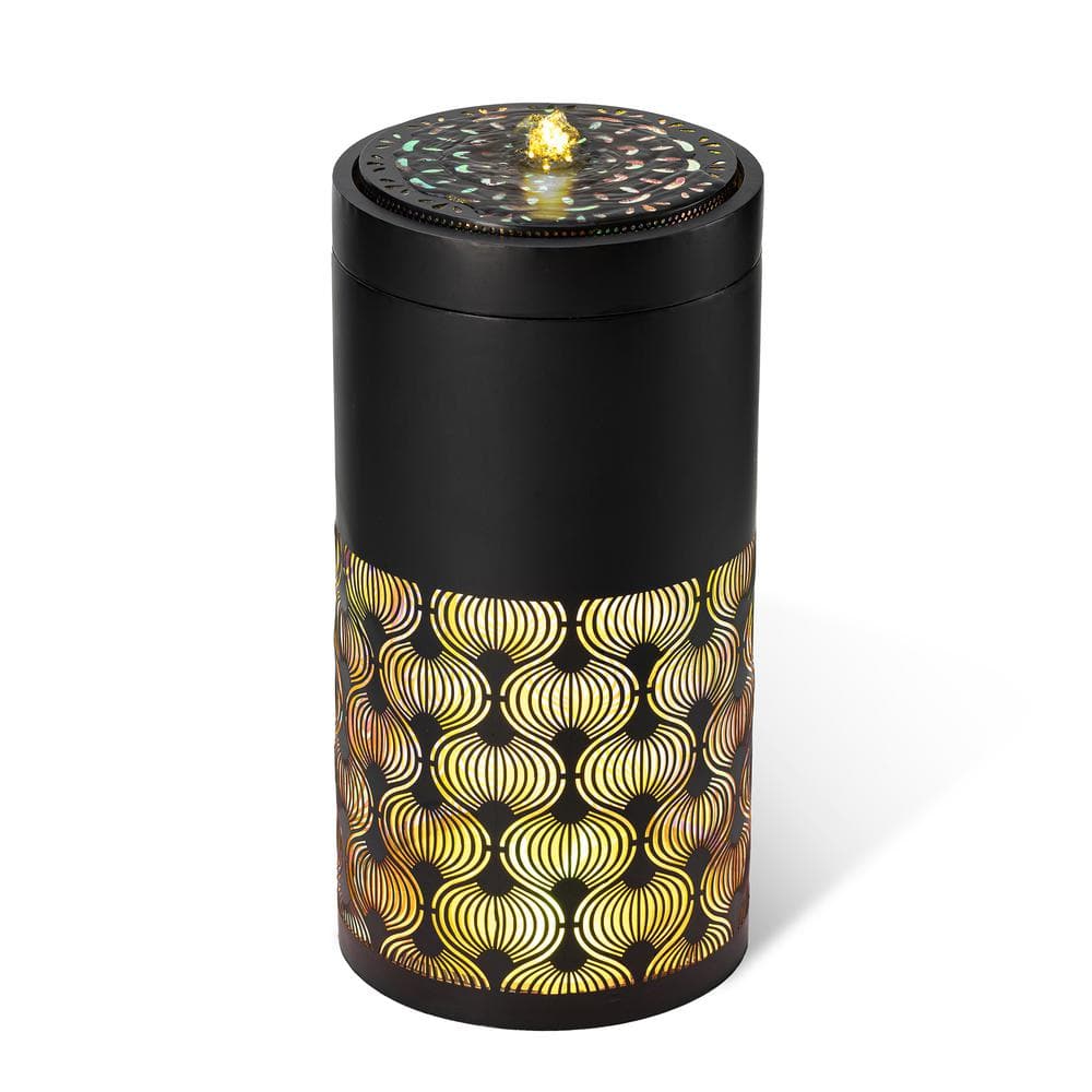 Glitzhome 24 in. H Outdoor Metal Cutout Pattern Water Floor Fountain ...
