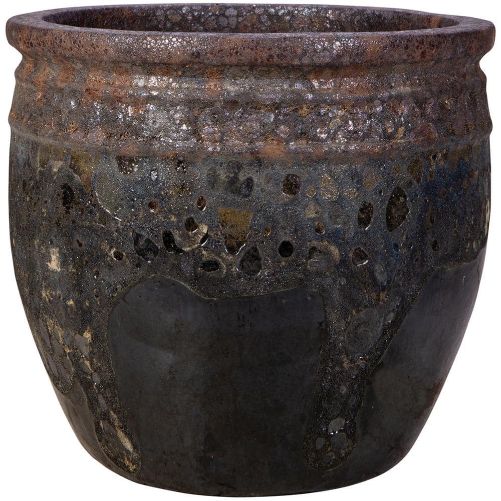 11 in. x 10.5 in. Individual Ceramic Coin Pot Volcanic Rust/Black DG ...