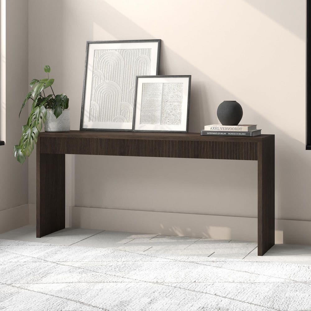Meyer&Cross Lawrence 64 in. Alder Brown Rectangle MDF Top Console Table ...