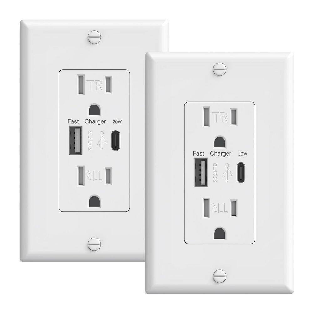 Yichuhaoxi White 15 amp Tamper Resistant Standard Outlet with USB-A ...