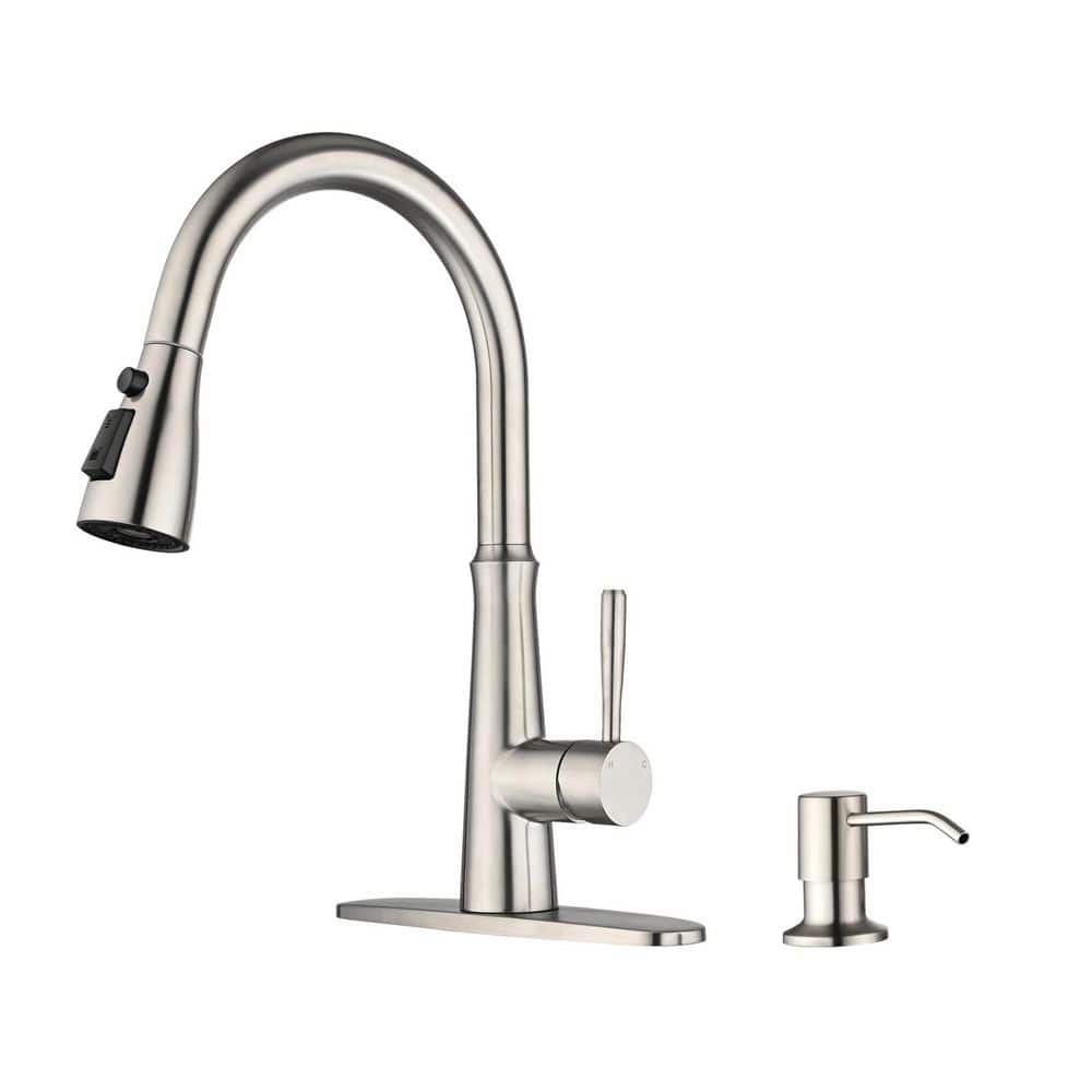 AVITAS 15.4 in. Single Handle Pull Down Sprayer Kitchen Faucet with ...