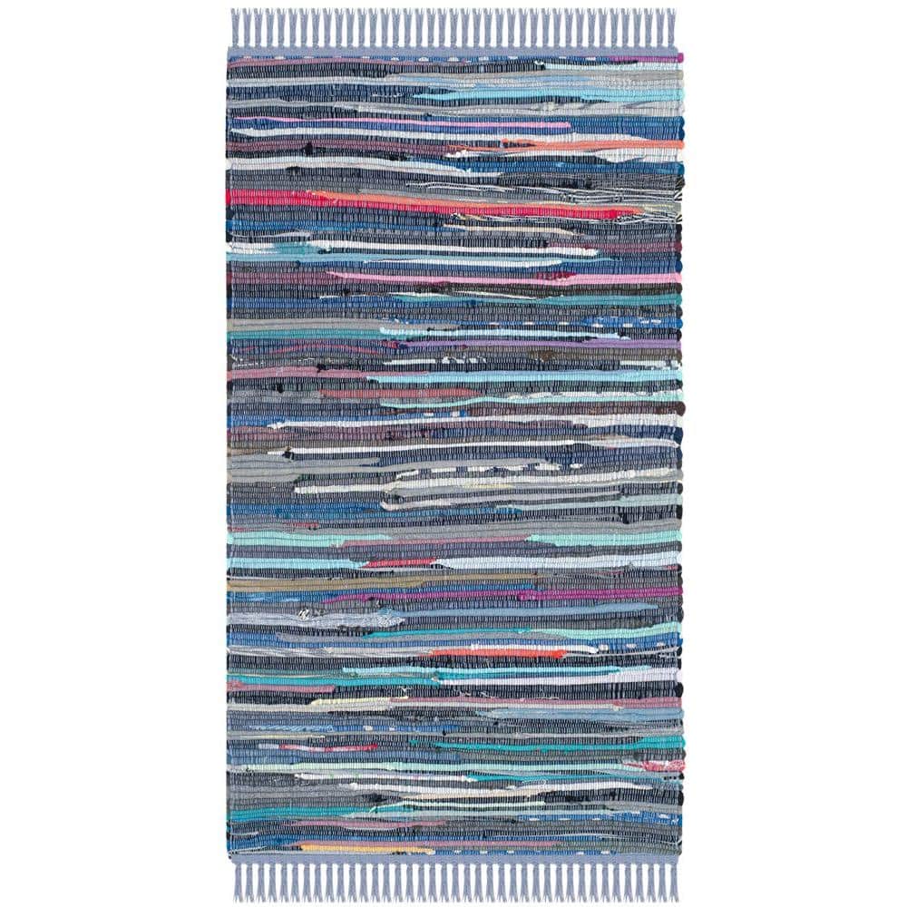 SAFAVIEH Rag Rug Purple/Multi Doormat 2 ft. x 3 ft. Striped Area Rug ...