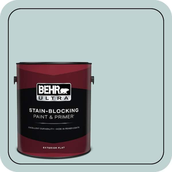 BEHR ULTRA 1 gal. #500E-3 Rain Washed Flat Exterior Paint & Primer ...