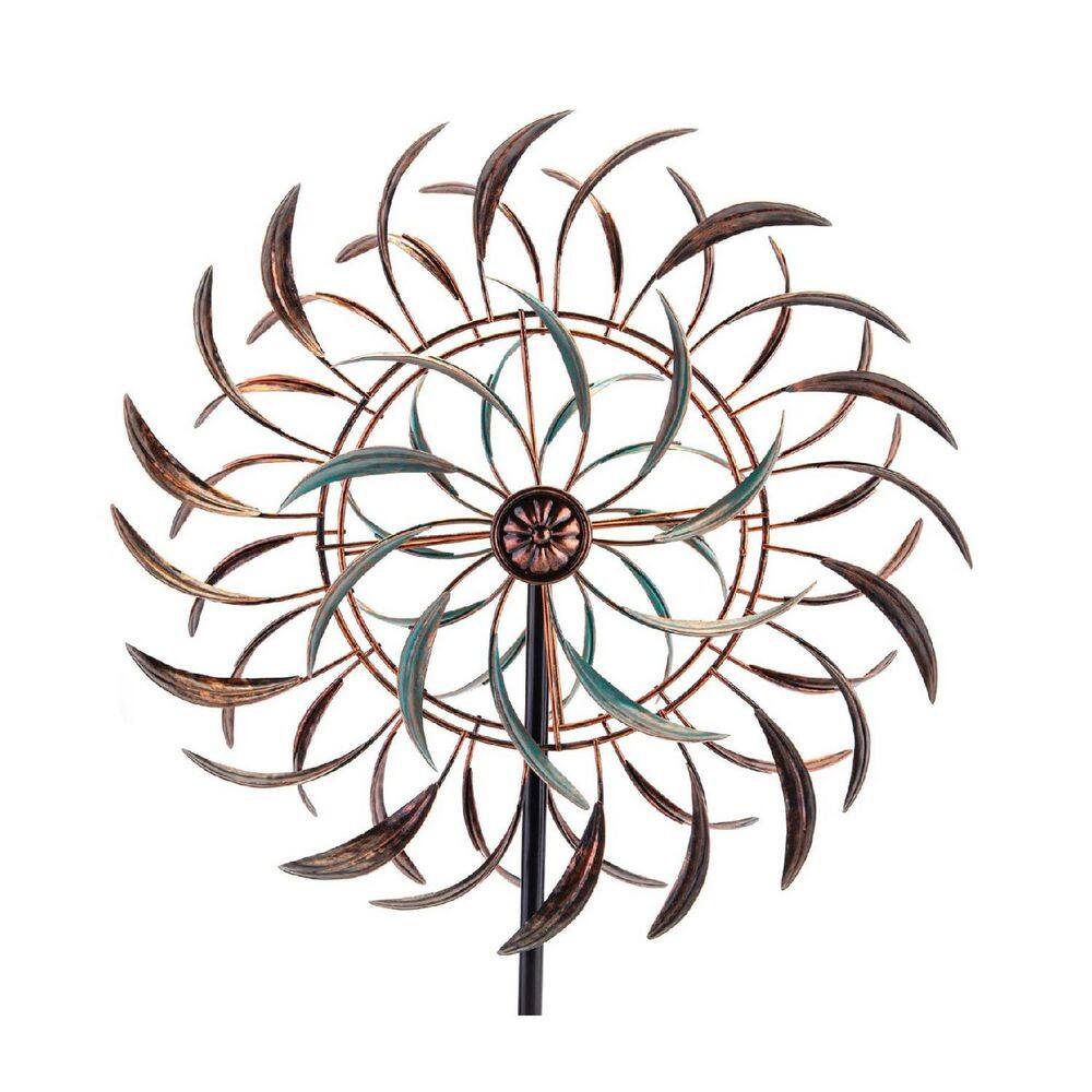 66 in. Brown Metal Large Outdoor Metal Wind Spinner HP9ZLDHZTD - The ...