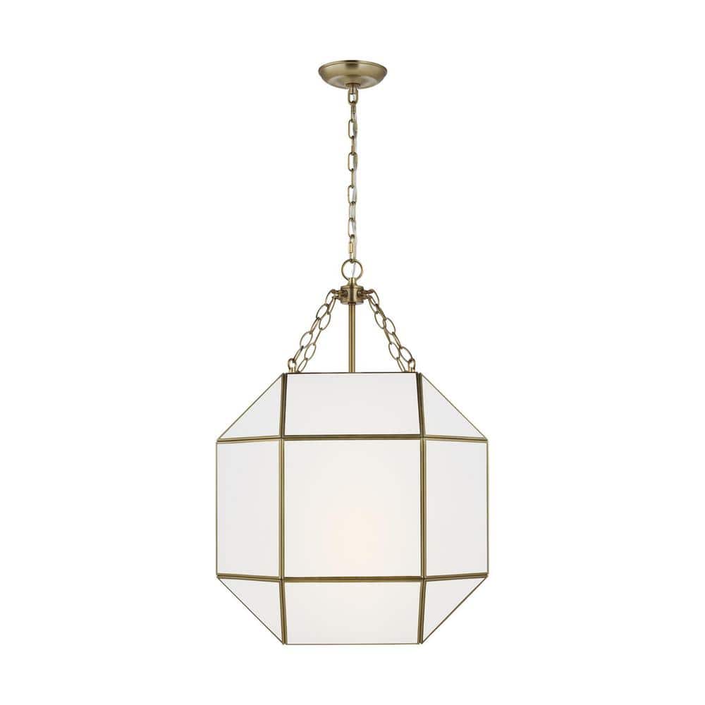 Generation Lighting Morrison 3-Light Satin Brass Medium Lantern Pendant ...