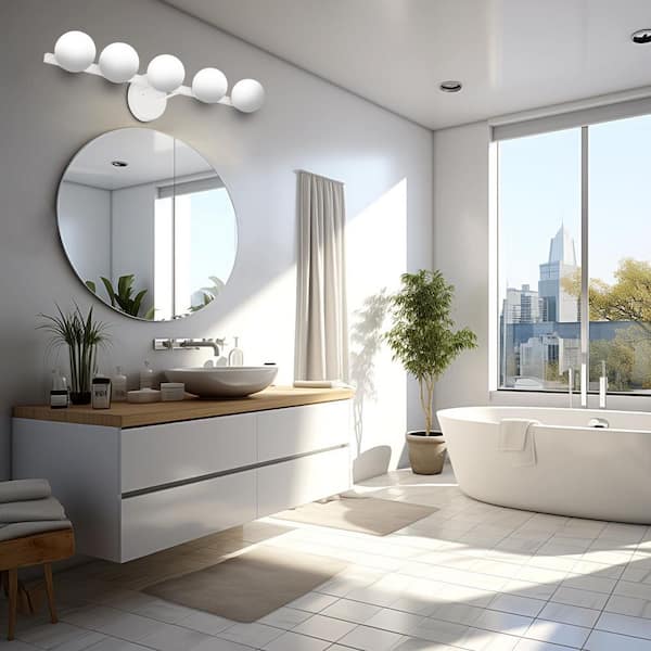 bulbeats 31 in. 5 Light Globe Bathroom Vanity Light Write Bathroom ...