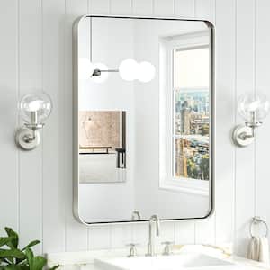 KeonJinn 30 in. W x 36 in. H Rectangular Brushed Nickel Bathroom ...