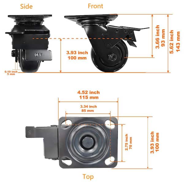 Husky 4 in. Caster Kit for Heavy Duty Welded Steel Garage Base Cabinets ...