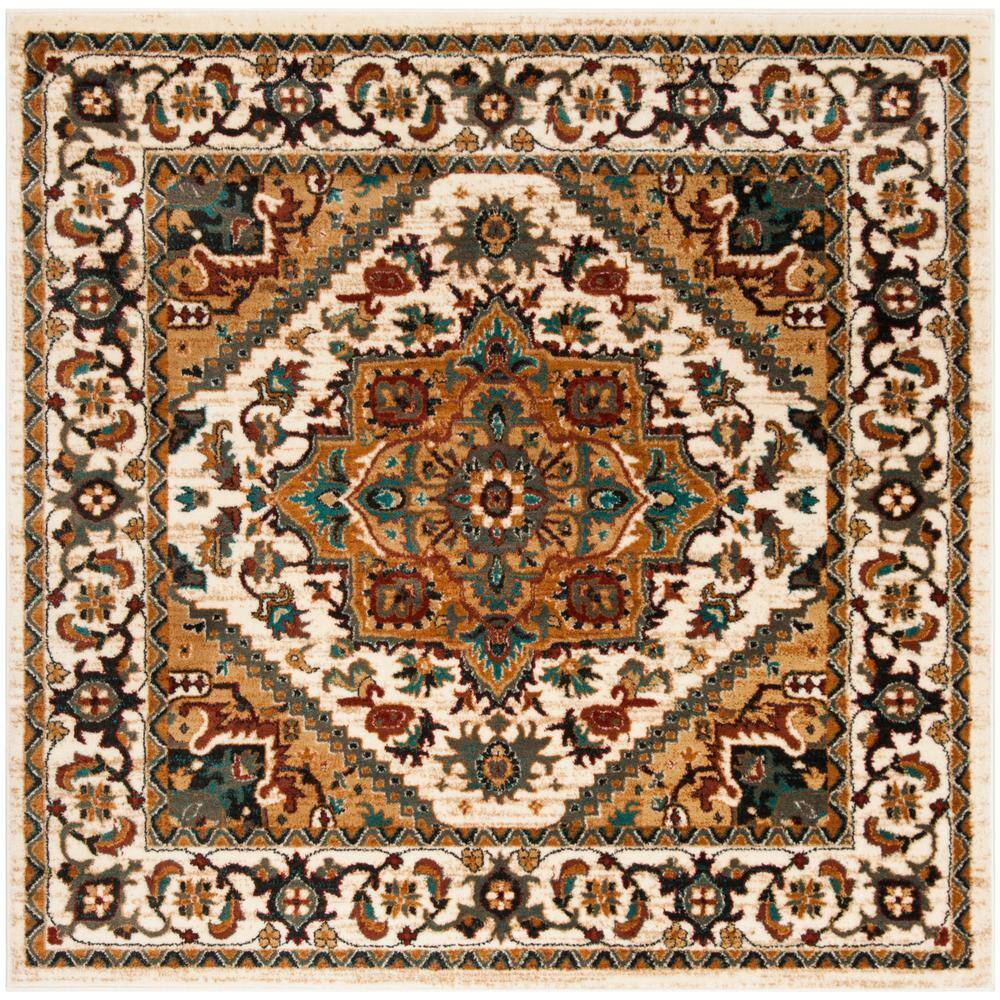 SAFAVIEH Summit Ivory 7 ft. x 7 ft. Square Border Area Rug SMT293D-7SQ ...