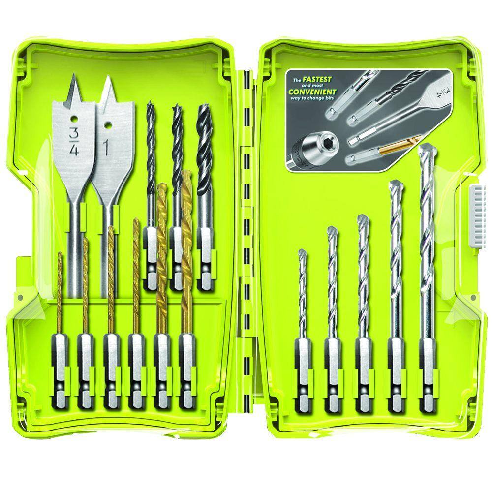 RYOBI SpeedLoad+ Hex Shank Drill Bit Set (16-Piece) AR2080G - The Home ...