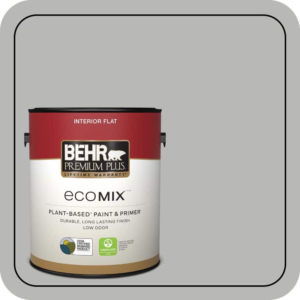BEHR PREMIUM PLUS 1 gal. #PPU18-11 Classic Silver Flat EcoMix Plant ...