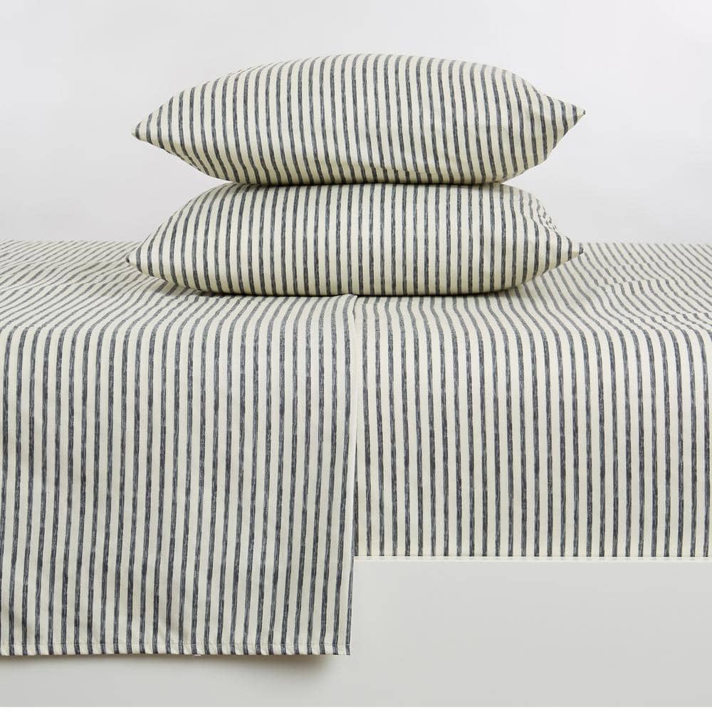 FRESHFOLDS 4-Piece Premium Soft Striped Dark Grey Microfiber Full Sheet ...