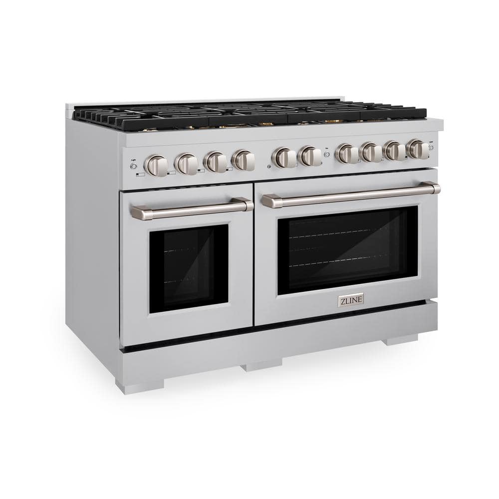 ZLINE Kitchen and Bath 48 in. 8 Burner Freestanding Gas Range & Double ...