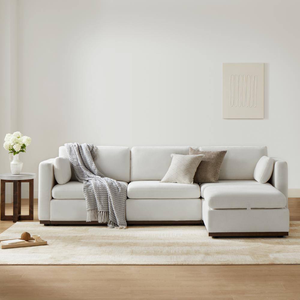 Spruce & Spring Galatea 112 in. Square Arm Fabric Rectangle Modern ...