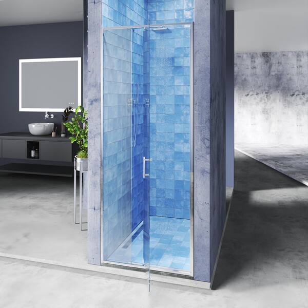 ONWITH 56 to 60 in. W x 71 in. H Framed Pivot Swing Glass Shower Door ...