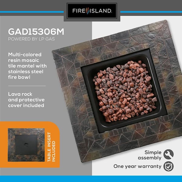 Mosaic Fire Bowl GARDEBRUK Mosaic Fire Pit - 76cm Round Garden Log ...