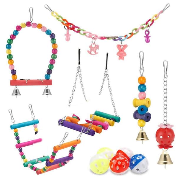 Augbeer Bird Cage Colorful Toys Play Accessories for Budgerigar ...
