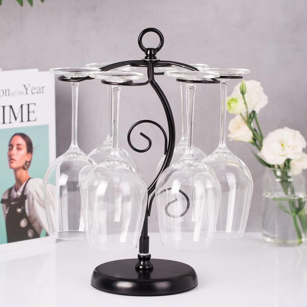 Anqtovp Black Freestanding Tabletop Stemware Rack Metal Wine Glass ...