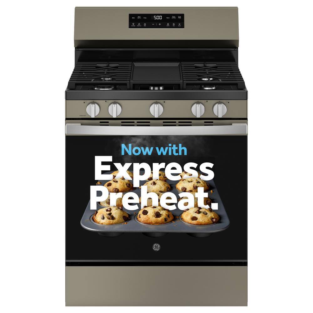 GE 30 in. 5-Burners Free-Standing Gas Range in Slate with Crisp Mode ...