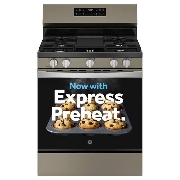GE 30 in. 5-Burners Free-Standing Gas Range in Slate with Crisp Mode ...