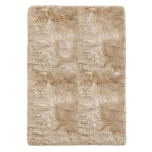 Nourideaux Pink 5 ft. x 7 ft. Fluffy Fuzzy Furry Faux Sheepskin Fur Rug ...