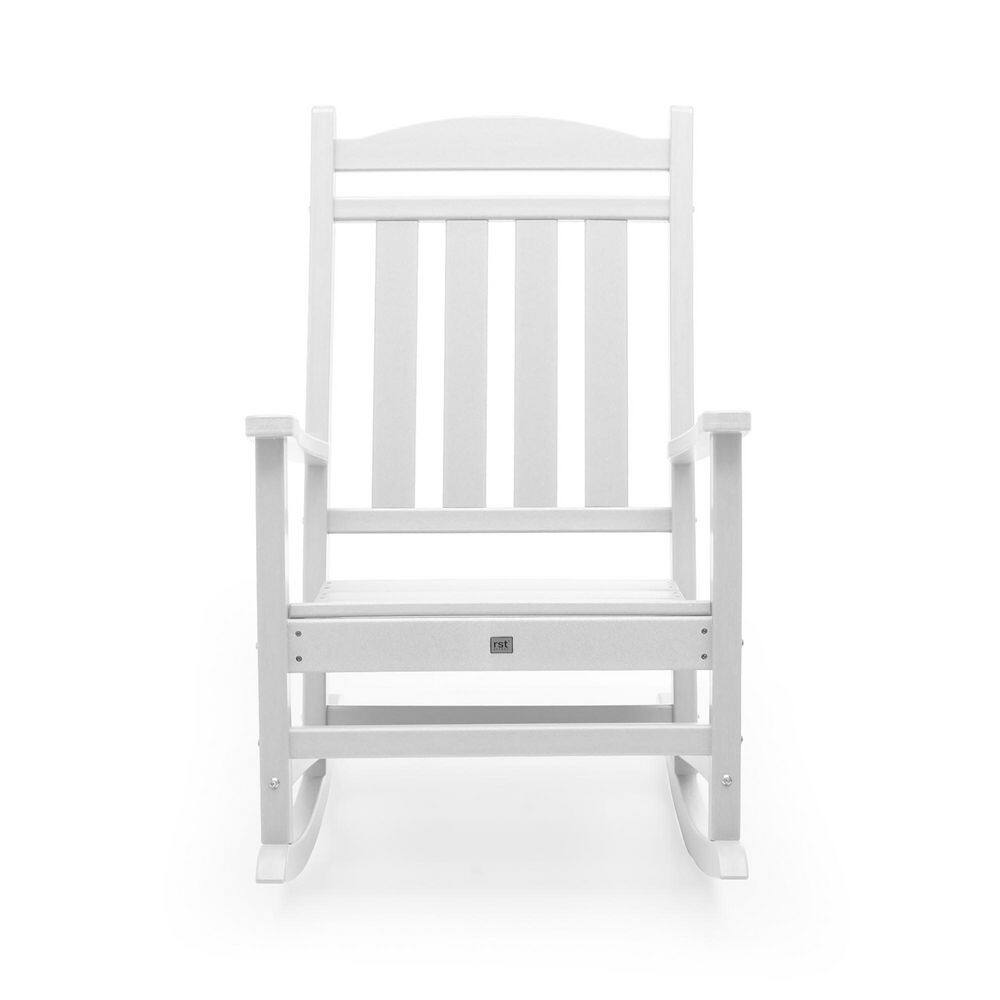 RST BRANDS Kamas White Stainless Steel Frame Outdoor Rocking Chair OP ...