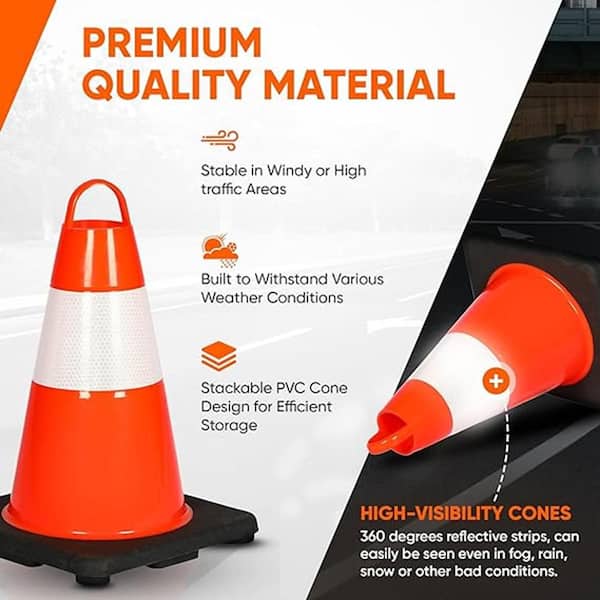 Small Safety Cones Traffic Cones 12 Inch Pyle 18 PVC Traffic Cones, 6 ...