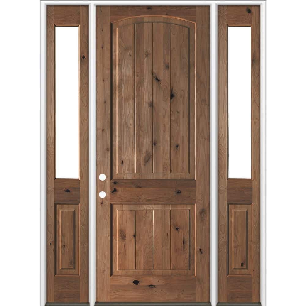 Reviews for Krosswood Doors 58 in. x 96 in. Knotty Alder Arch Top Right ...