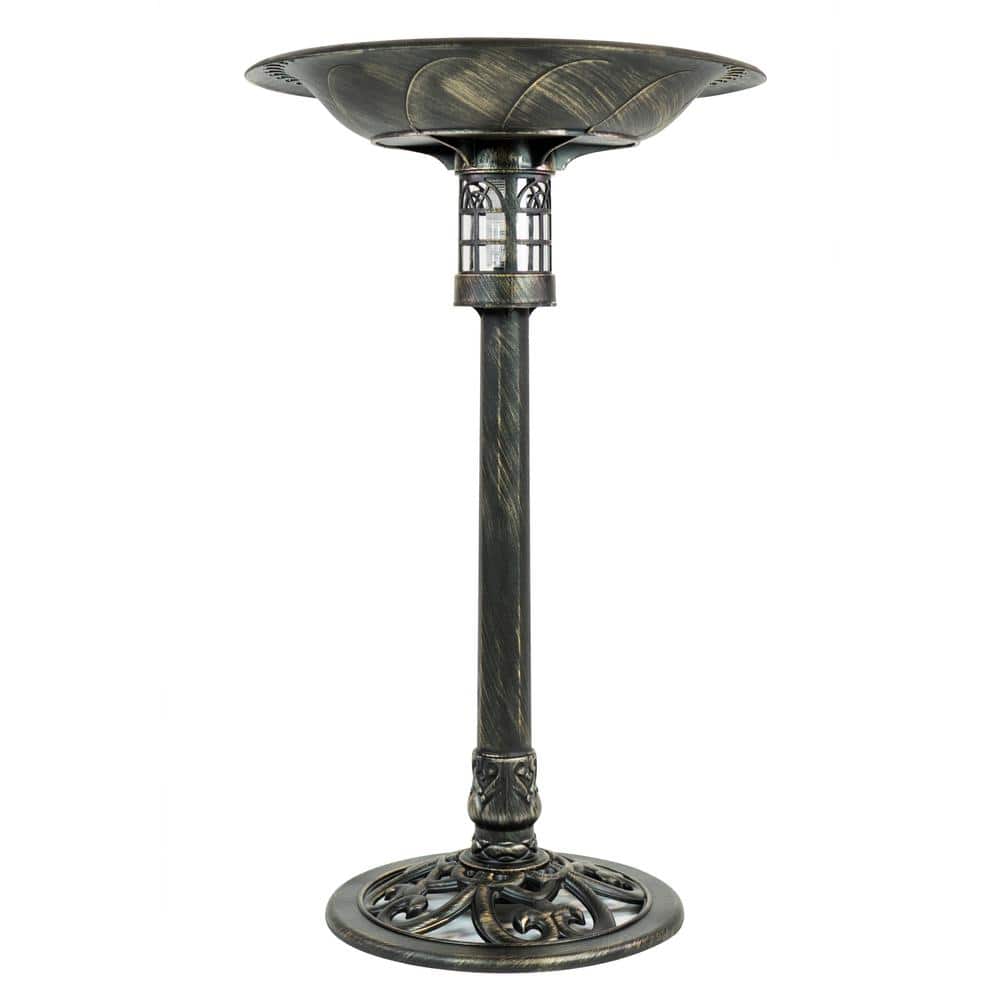 Sun-Ray Beacon Point Solar Lighted Bird Bath in Brushed Bronze 841010 ...
