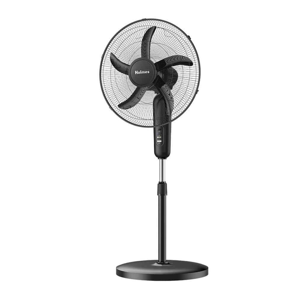 Holmes 18 in. Oscillating Stand Fan Black 3 Speed with Adjustable ...