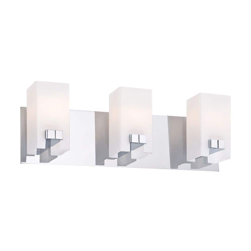 Titan Lighting Gemelo 3-Light Chrome Vanity Light with White Opal Glass ...