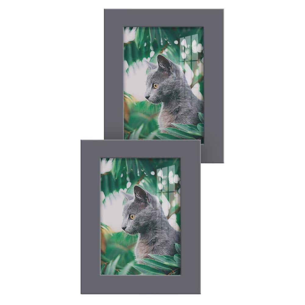Wexford Home Modern 3.5 in. x 5 in. Grey Picture Frame (Set of 2 ...